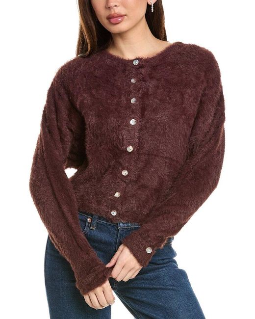 LaBiz Fuzzy Cardigan in Purple | Lyst