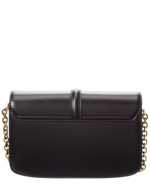 Celine Chain 16 Leather Shoulder Bag in Black | Lyst