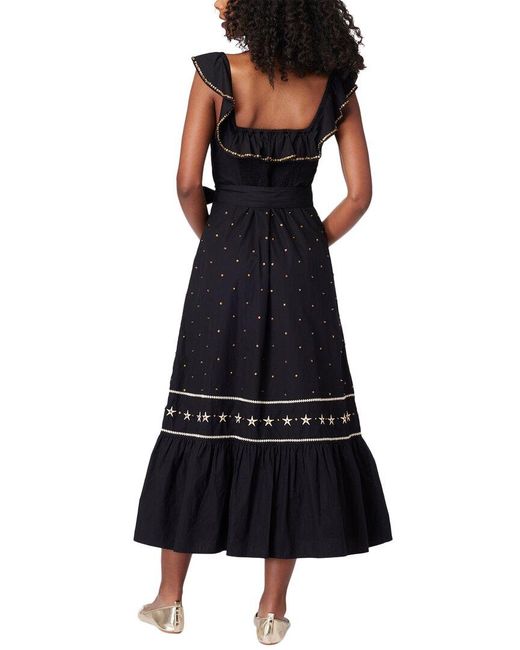 Roberta Roller Rabbit Aries Embroidery Keira Linen Midi Dress in Black ...