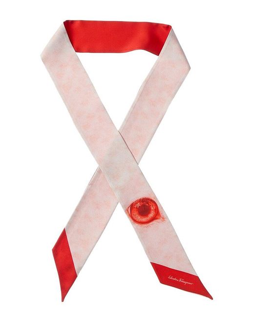 Ferragamo Eye Printed Silk Scarf in Red | Lyst UK