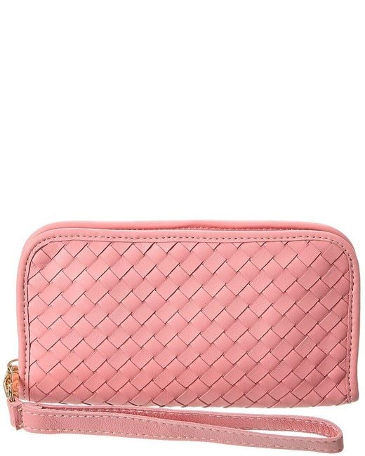Isabella Rose Ora Hand-Woven Leather Wallet in Pink | Lyst UK