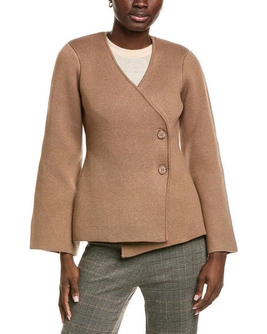 Endless Rose 2-Button Cinched Wool-Blend Sweater Cardigan in Natural ...