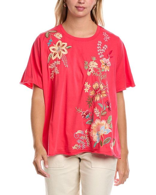 Johnny Was Plus Raw Seam T-Shirt in Red | Lyst UK