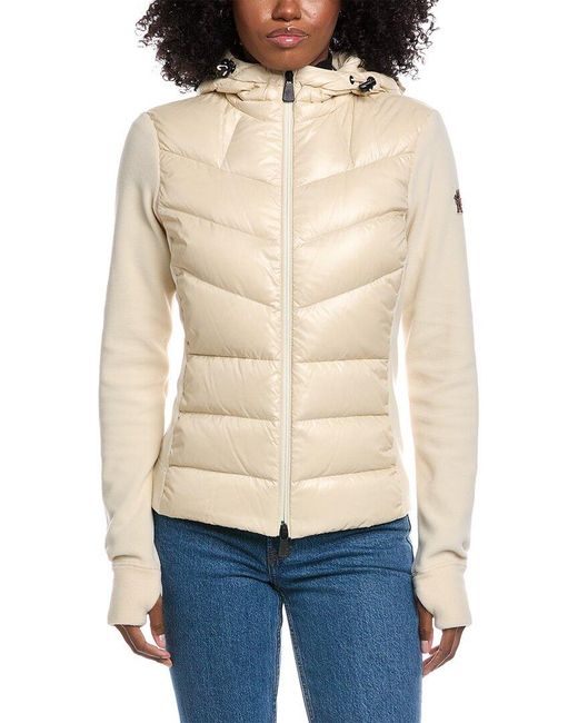 Moncler Fleece Puffer Front Down Jacket in Blue | Lyst UK