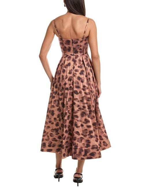 MILLY Queen Leopard Printed Bustier Dress in Brown | Lyst