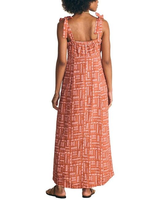 Faherty Anna Kahalekulu Kendall Linen Dress in Red | Lyst