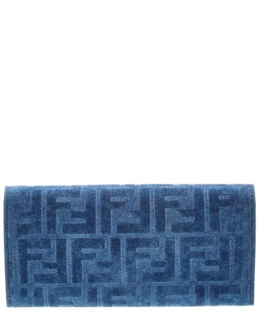 Fendi Baguette Velvet Wallet On Chain in Blue | Lyst UK