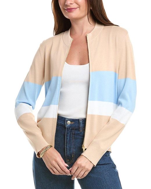 St. John Color Stripe Knit Jacket in Blue | Lyst UK