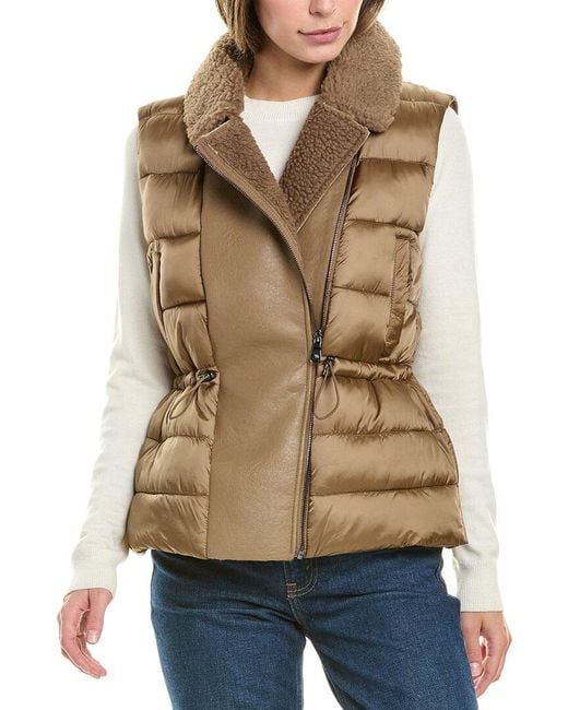 Marc New York Andrew Marc Moto Puffer Vest in Natural | Lyst