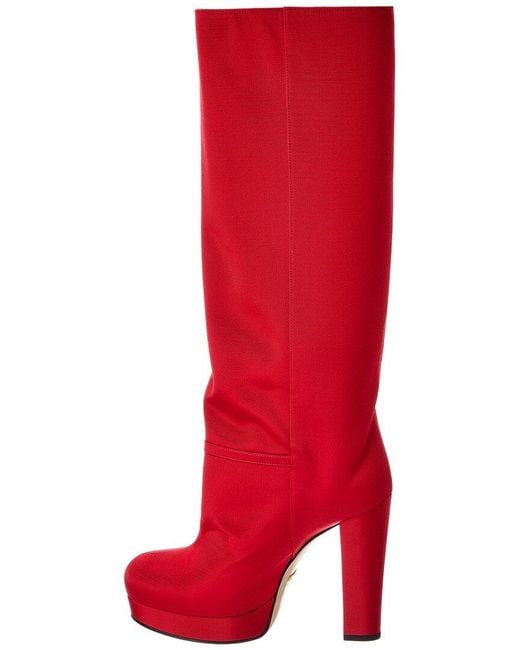 Gucci Grosgrain Platform Knee-high Boot in Red | Lyst