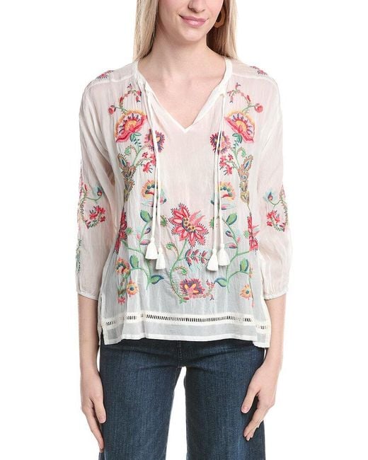 Johnny Was Petite Teyros Blouse in White | Lyst