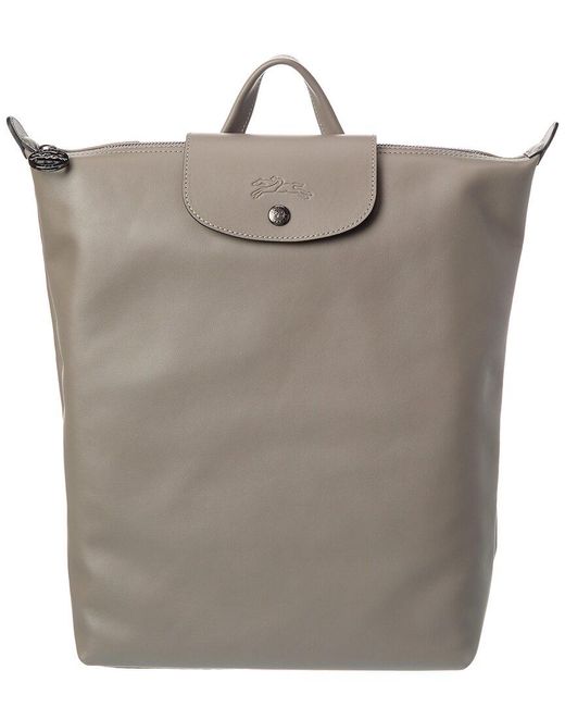 Longchamp Le Pliage Xtra Medium Leather Backpack in Grey | Lyst UK