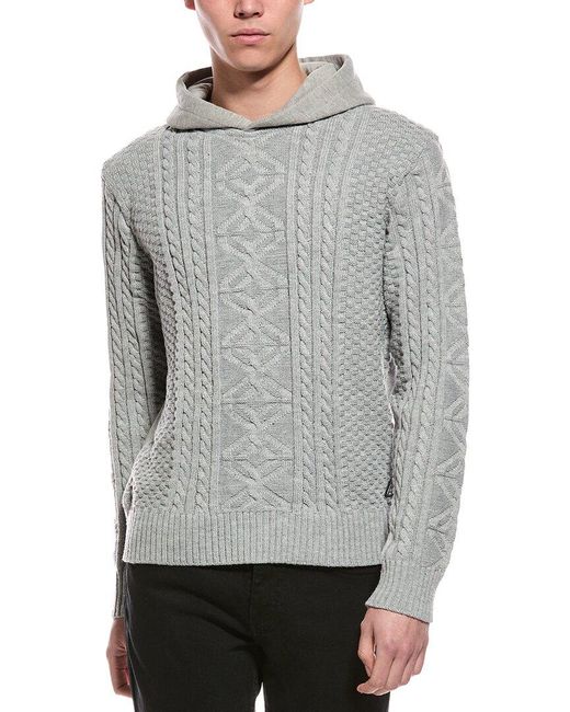 American Stitch Cable Knit Hoodie in Grey for Men | Lyst UK
