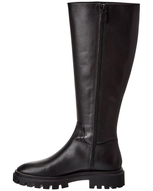 Stuart Weitzman Ultra Lug Leather Knee-High Boot in Black | Lyst