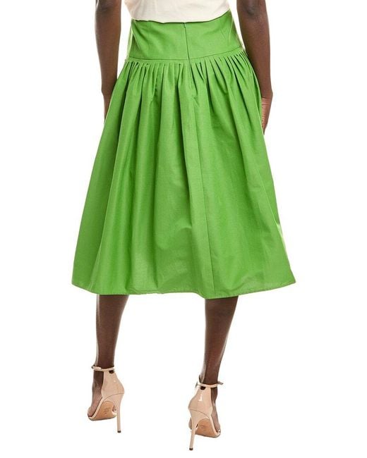 Oscar de la Renta Silk-Blend A-Line Skirt in Green | Lyst UK