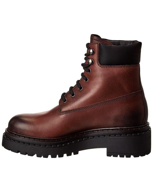 Prada Leather & Re-Nylon Work Boot in Brown | Lyst