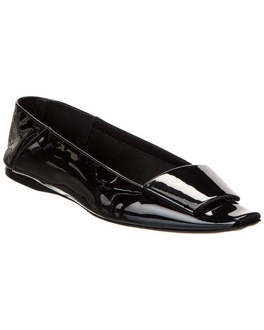 Saint Laurent Poppy Patent Ballerina Flat in Black | Lyst