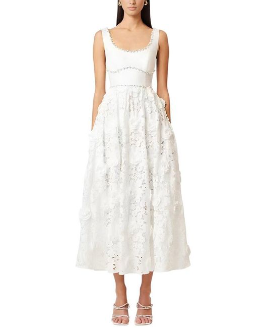 Emma way Midi Dress in White | Lyst UK