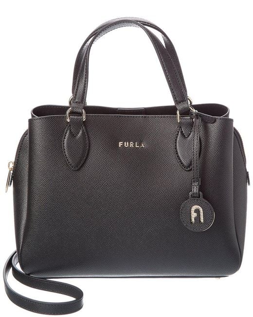 Furla Minerva Small Leather Tote in Black | Lyst