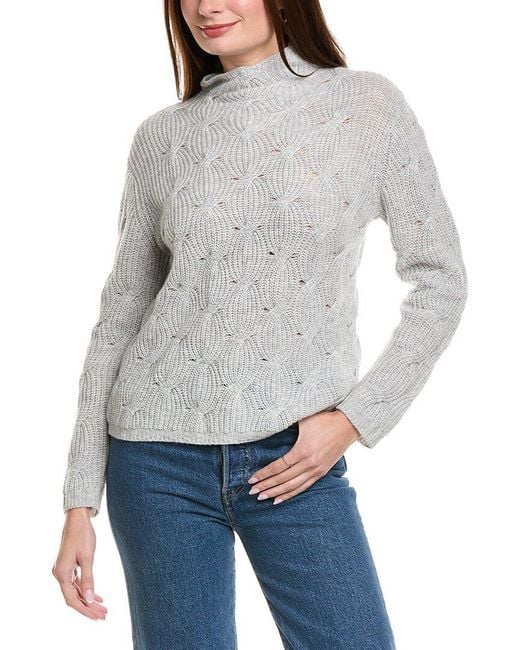 Hannah Rose Shaker Cable Funnel Neck Wool & Cashmere-Blend Sweater in ...