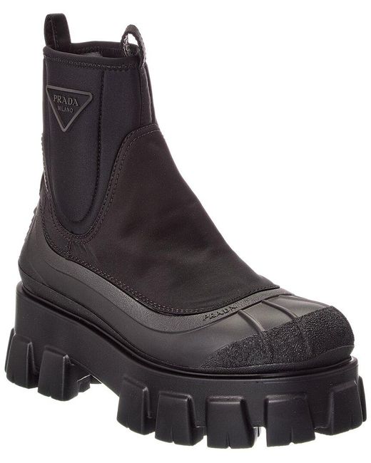 Prada Monolith Gabardine Boot in Black | Lyst UK