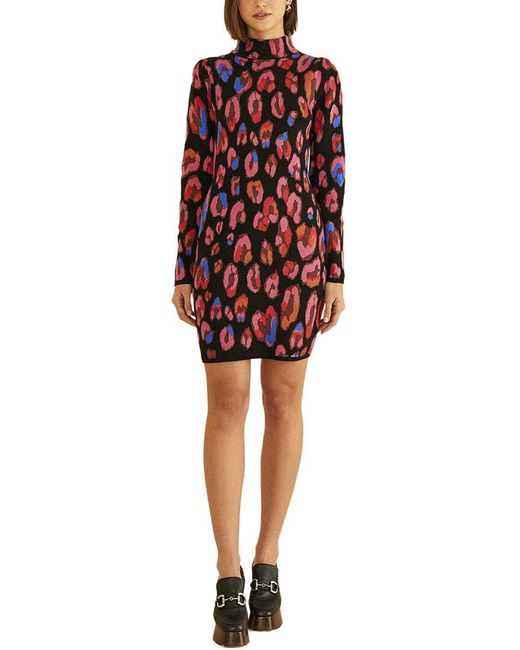 FARM Rio Iridescent Leopards Cut Out Knit Mini Dress in Red | Lyst UK
