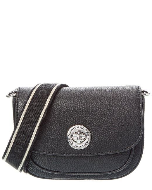 Marc Jacobs Signet Turnlock Small Leather Saddle Bag in Black | Lyst
