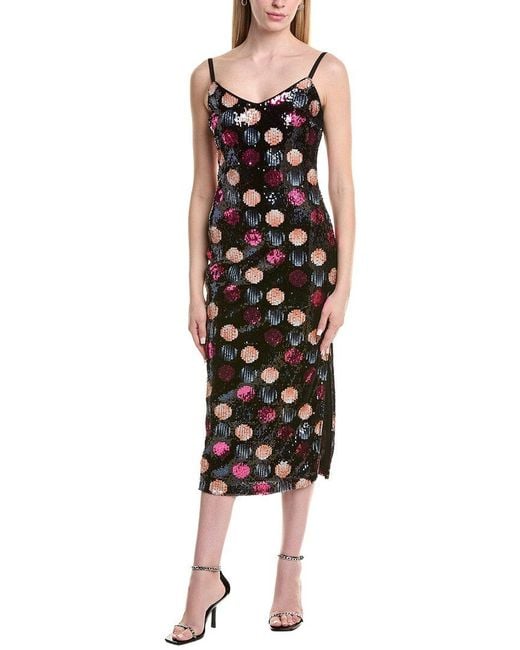 Nicole Miller Midi Dress in Black | Lyst UK