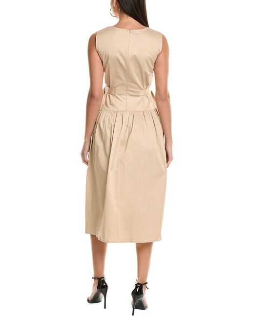 Shoshanna Clark Midi Dress in Natural | Lyst