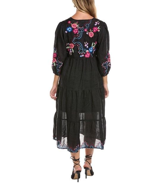 Johnny Was Tiered House Maxi Dress in Black | Lyst UK