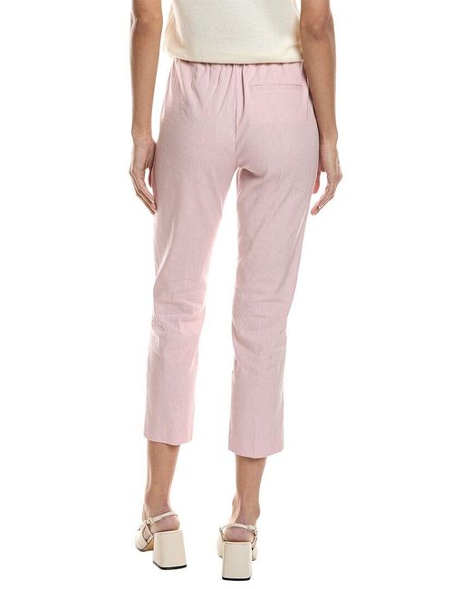 Theory Crop Linen-Blend Pant in Pink | Lyst UK