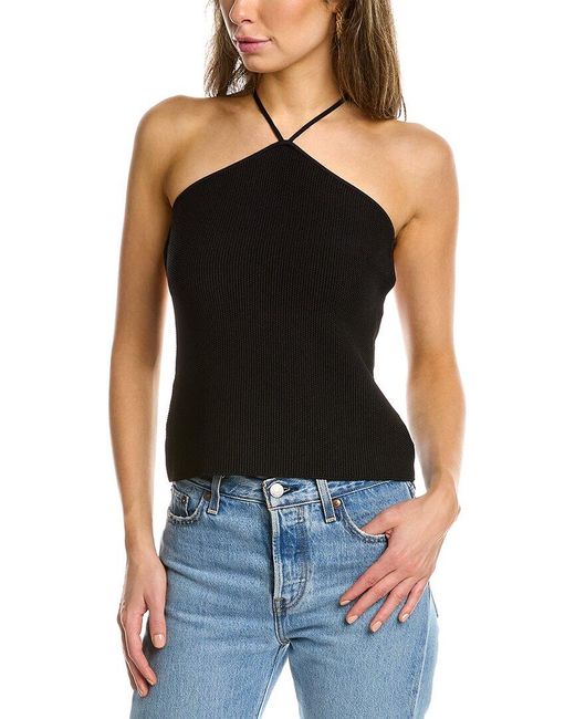 The Sei Strappy Halter Top in Black | Lyst