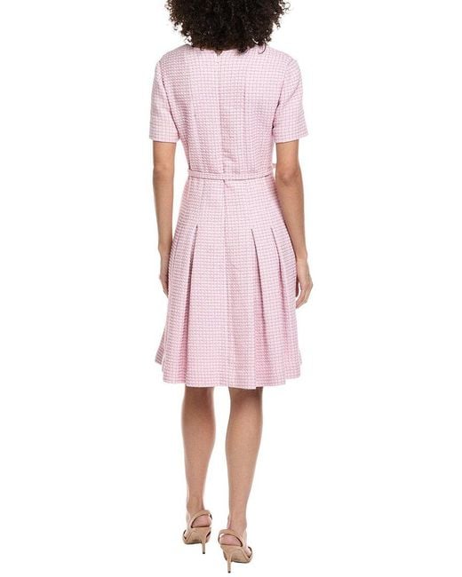 Oscar de la Renta Small Lurex Check Tweed A-Line Dress in Pink | Lyst UK