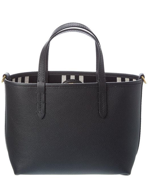 Burberry Bloomsbury Reversible Check Canvas & Leather Tote in Black ...