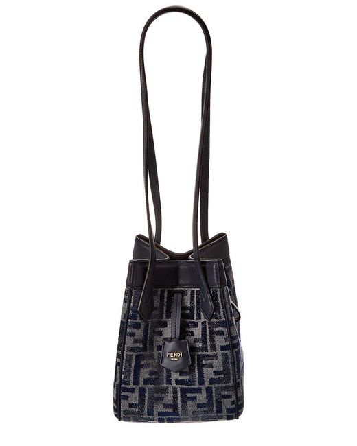 Fendi Origami Mini Ff Canvas & Leather Shoulder Bag in Black | Lyst