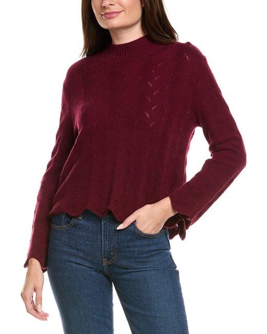 Kier + J Kier + J Fancy Stitch Mock Neck Wool & Cashmere-Blend Sweater ...