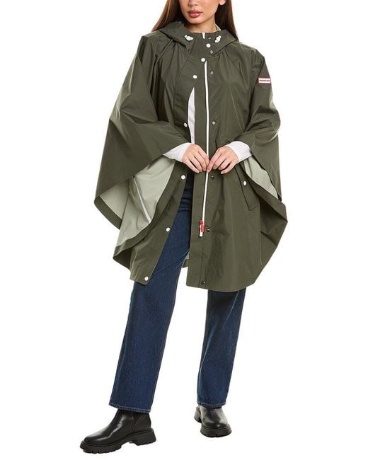 HUNTER Rose Rain Bonded Cape in Green | Lyst