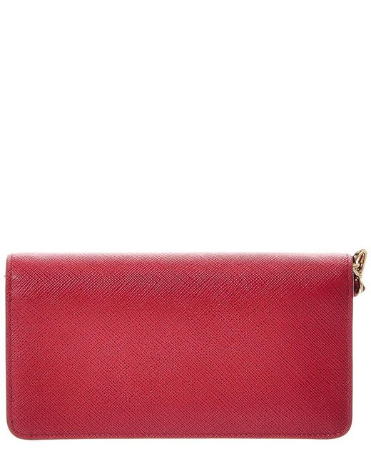 Prada Monochrome Logo Mini Leather Crossbody in Red | Lyst