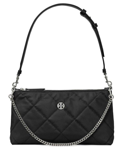 Tory Burch Willa Quilted Nylon Zip Shoulder Bag in Black | Lyst