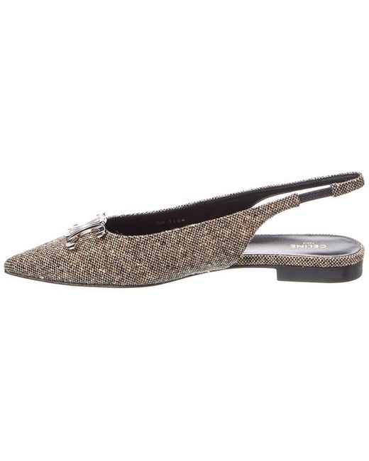 Celine Triomphe Tweed Slingback Pump in Brown | Lyst