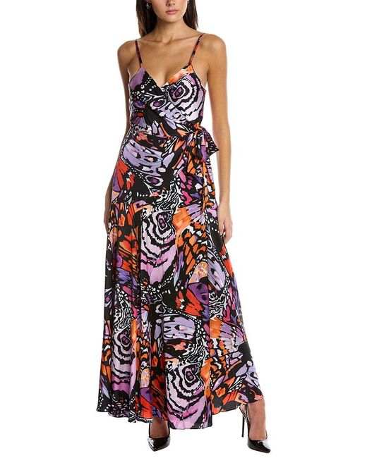 Hutch Satin Alden Maxi Wrap Dress In Purple Red Save 1 Lyst
