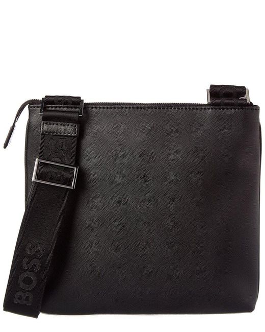 BOSS Zair S Z Envelope Large Leather Reporter Bag in Black for Men ...