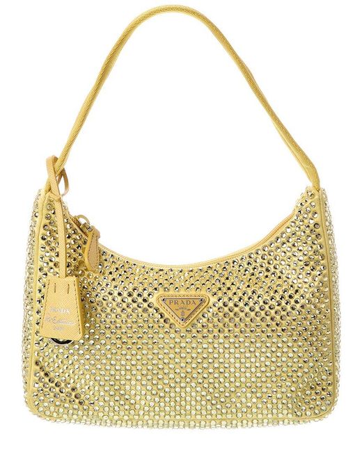 Prada Re-Edition 2000 Crystals Satin Mini Bag in Metallic | Lyst UK