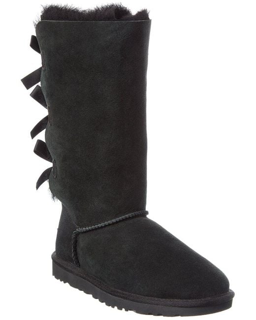 UGG Bailey Bow Tall Suede Boot in Black | Lyst