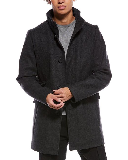 Kenneth Cole Wool-Blend Coat in Black for Men | Lyst UK