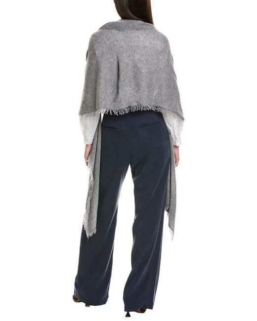 Forte Cashmere Fringe Cashmere Wrap in Grey | Lyst UK