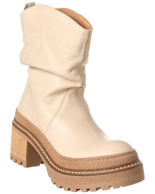 Free People Mel Slouch Leather Boot in Natural | Lyst