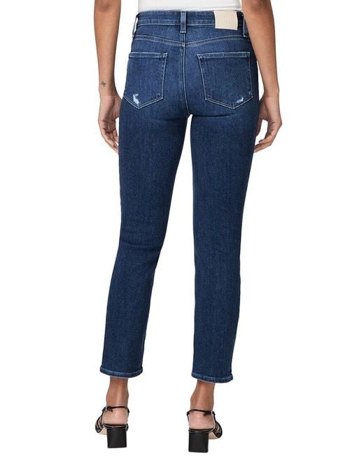 PAIGE Cindy Emotion Distressed Straight Leg Jean in Blue | Lyst UK