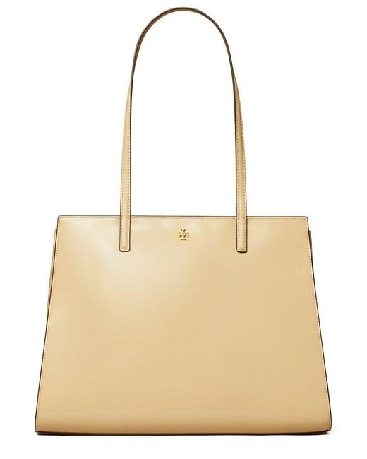 Tory Burch Emerson Patent Work Tote in Natural | Lyst UK