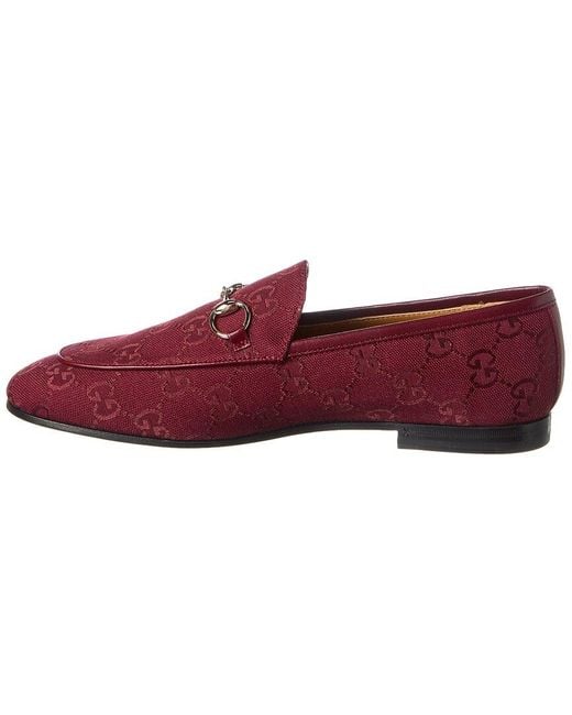 Gucci Horsebit GG Canvas Loafer in Red | Lyst